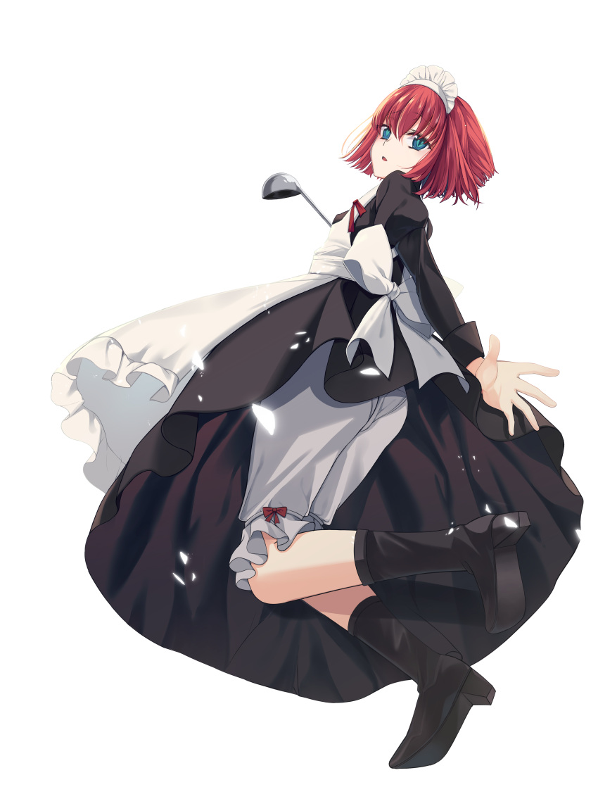 Safebooru - 1girl absurdres apron black boots blue eyes boots dress highres hisui (tsukihime ...