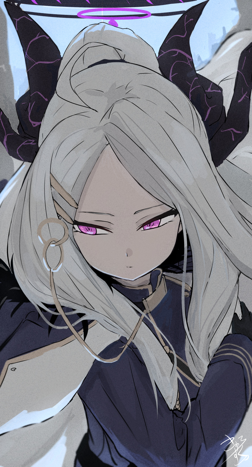 Safebooru - absurdres ahoge black coat black gloves black halo blue archive coat coat on ...