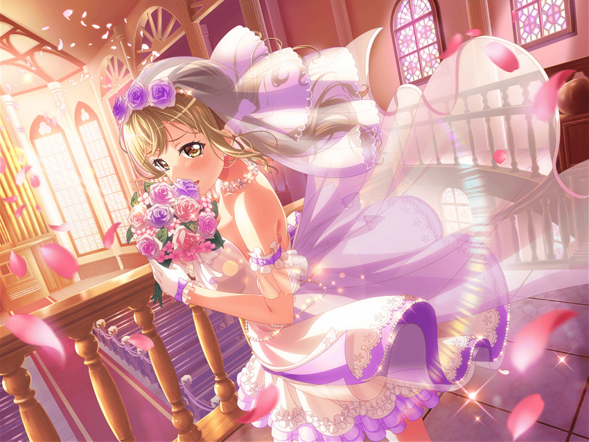 Safebooru - bang dream! blonde hair blush bouquet brown hair dress ichigaya arisa long hair ...