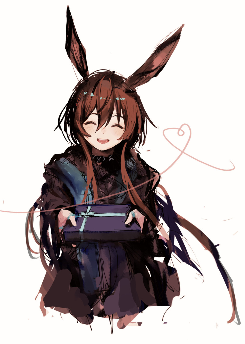 Safebooru - 1girl :d ^ ^ absurdres amiya (arknights) animal ears arknights blush brown hair ...