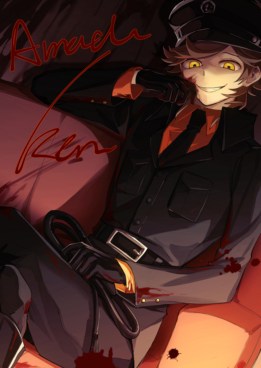 Safebooru - absurdres aged up amada ken black boots black gloves black jacket black necktie ...