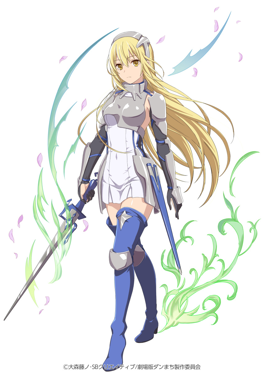 Safebooru - 1girl absurdres aiz wallenstein armor armored dress black gloves blonde hair blue ...
