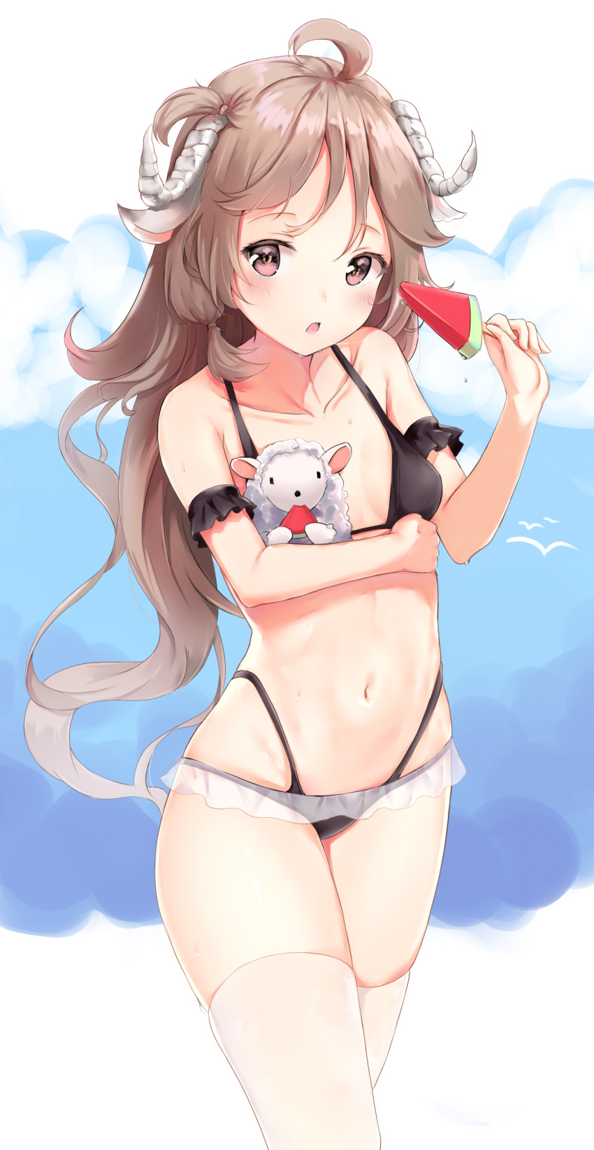 Safebooru - 1girl absurdres ahoge animal animal ears arknights bare shoulders bikini black ...