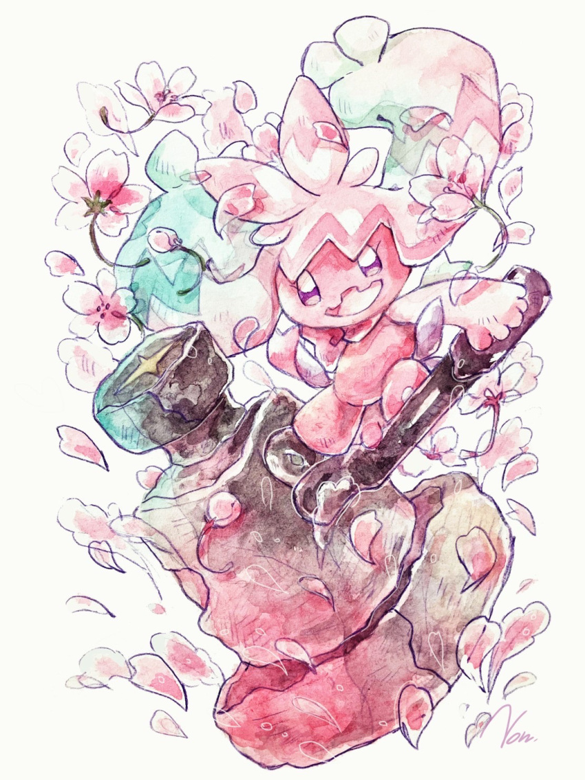 Safebooru - bright pupils cherry blossoms flower full body hammer ...