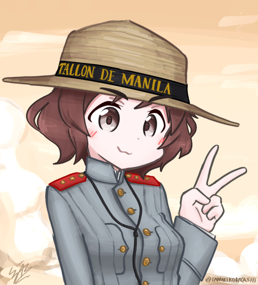 Safebooru - 1girl :3 akiyama yukari blush brown eyes brown hair buttons ...