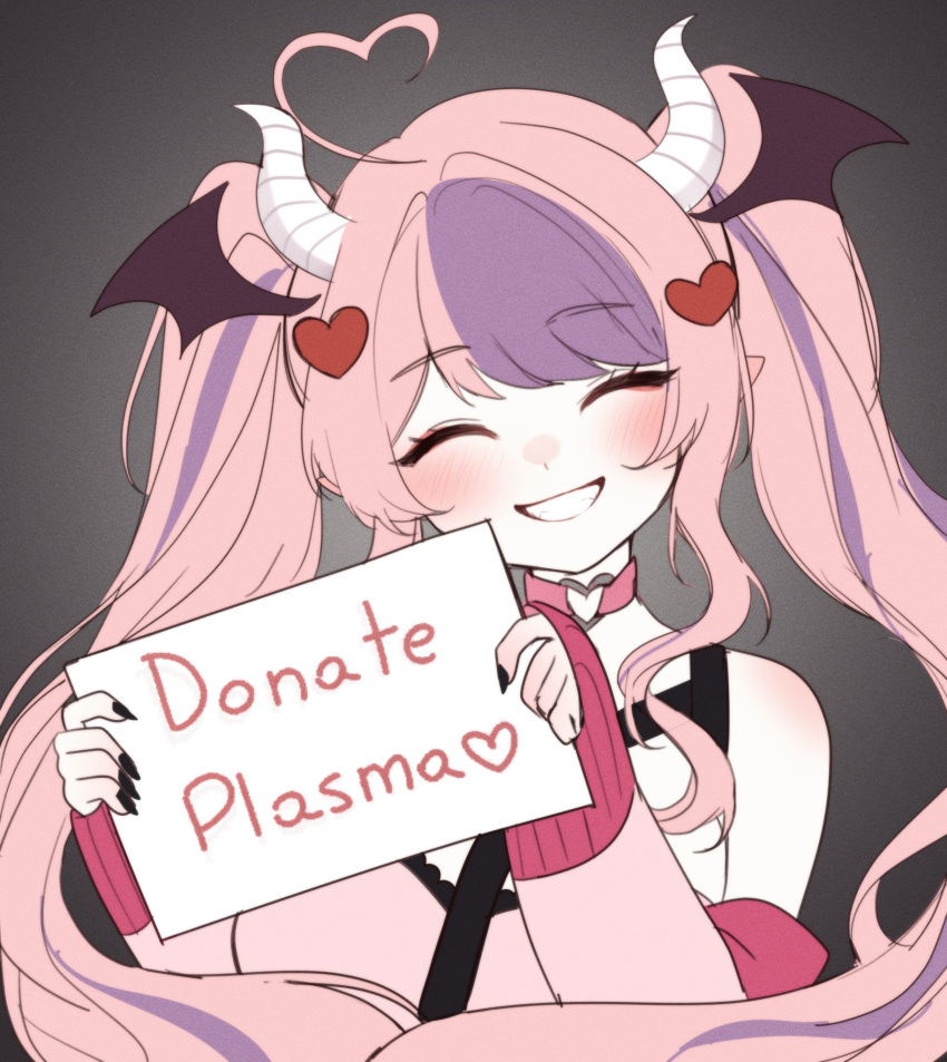 Safebooru - 1girl ahoge bare shoulders black nails blush choker closed eyes commentary english ...