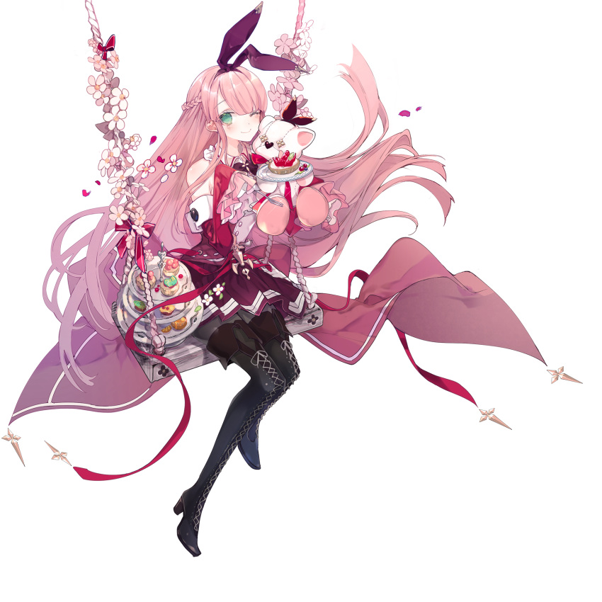 Safebooru - 1girl arcaea bare shoulders black boots black hairband black pantyhose black ribbon ...