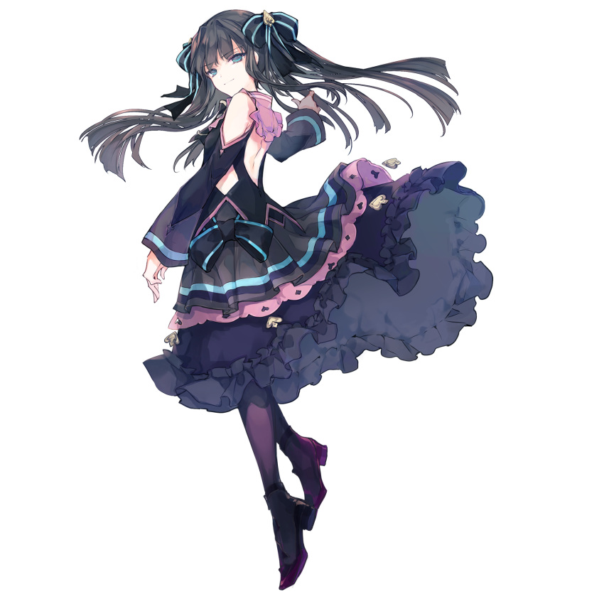 Safebooru - 1girl arcaea backless shirt bare shoulders black bow black ...