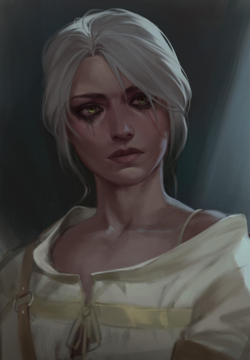 Safebooru - 1girl ciri dandulian green eyes highres portrait scar scar ...