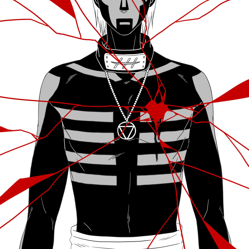 Safebooru - 1boy absurdres closed mouth forehead protector greyscale ...