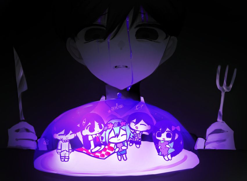 Safebooru - 2girls 4boys :d ^ ^ aubrey (headspace) (omori) aubrey ...