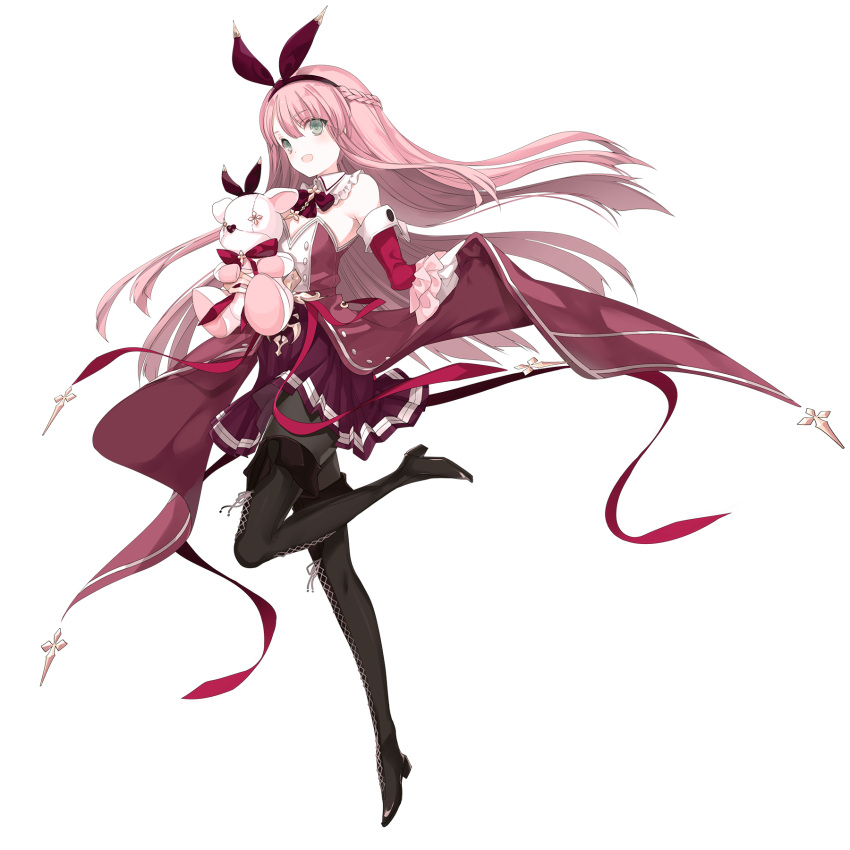 Safebooru - 1girl arcaea bare shoulders black boots black hairband black pantyhose black ribbon ...