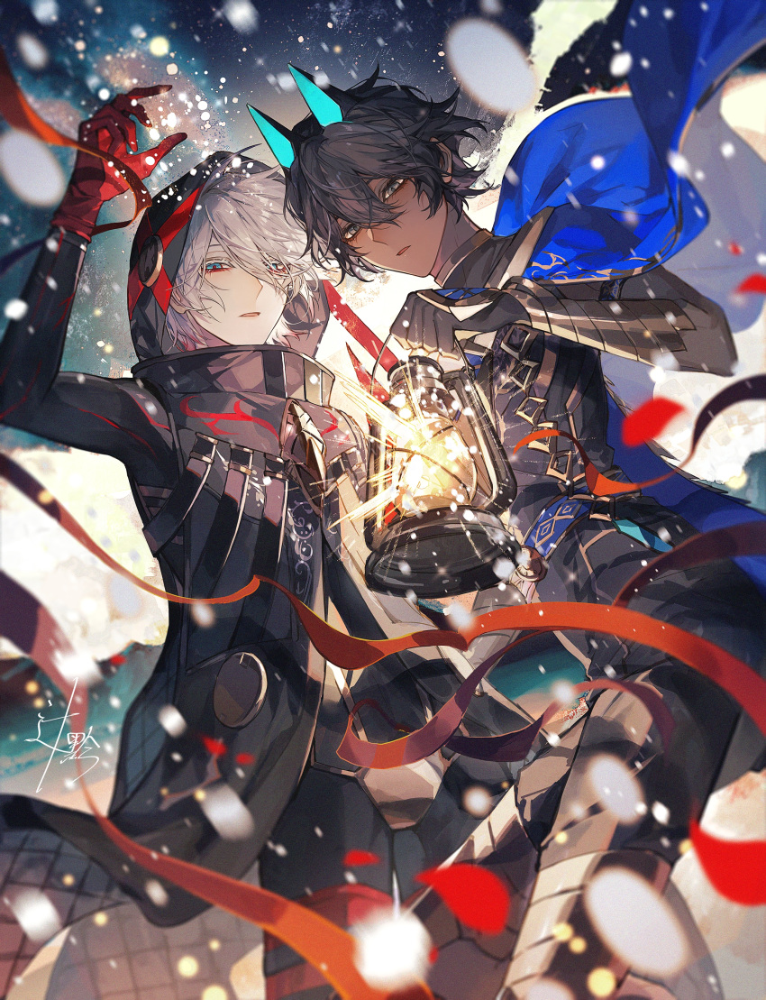 Safebooru - 2boys absurdres arjuna (fate) arjuna alter (fate) armor black coat black eyes black ...