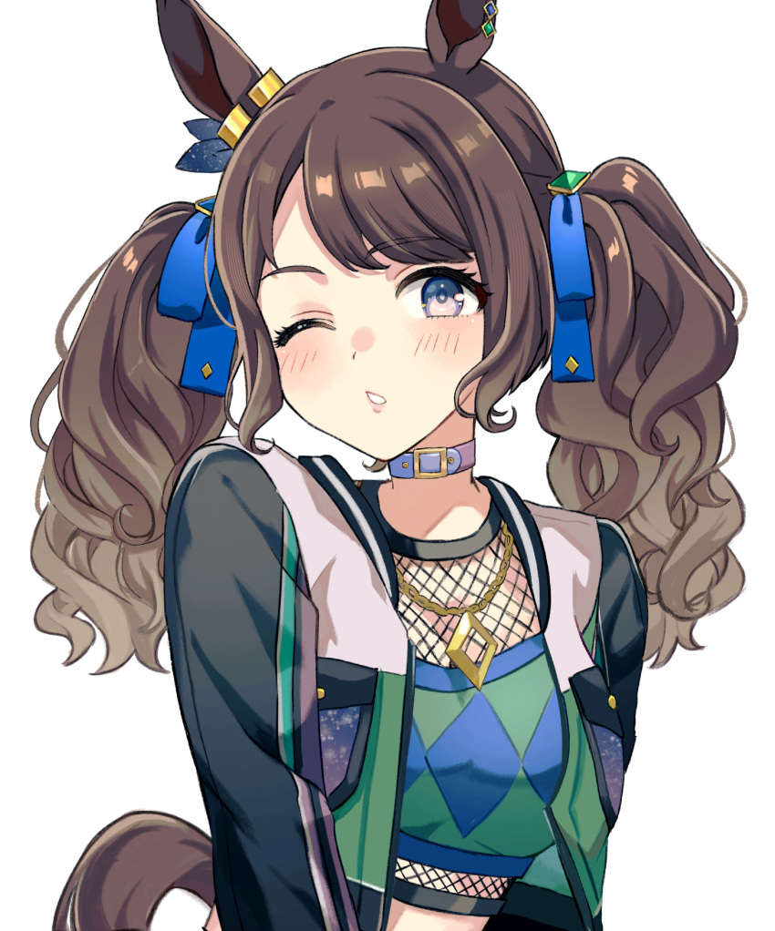 Safebooru - 1girl absurdres animal ears blue ribbon ear ornament grey eyes hair ribbon highres ...