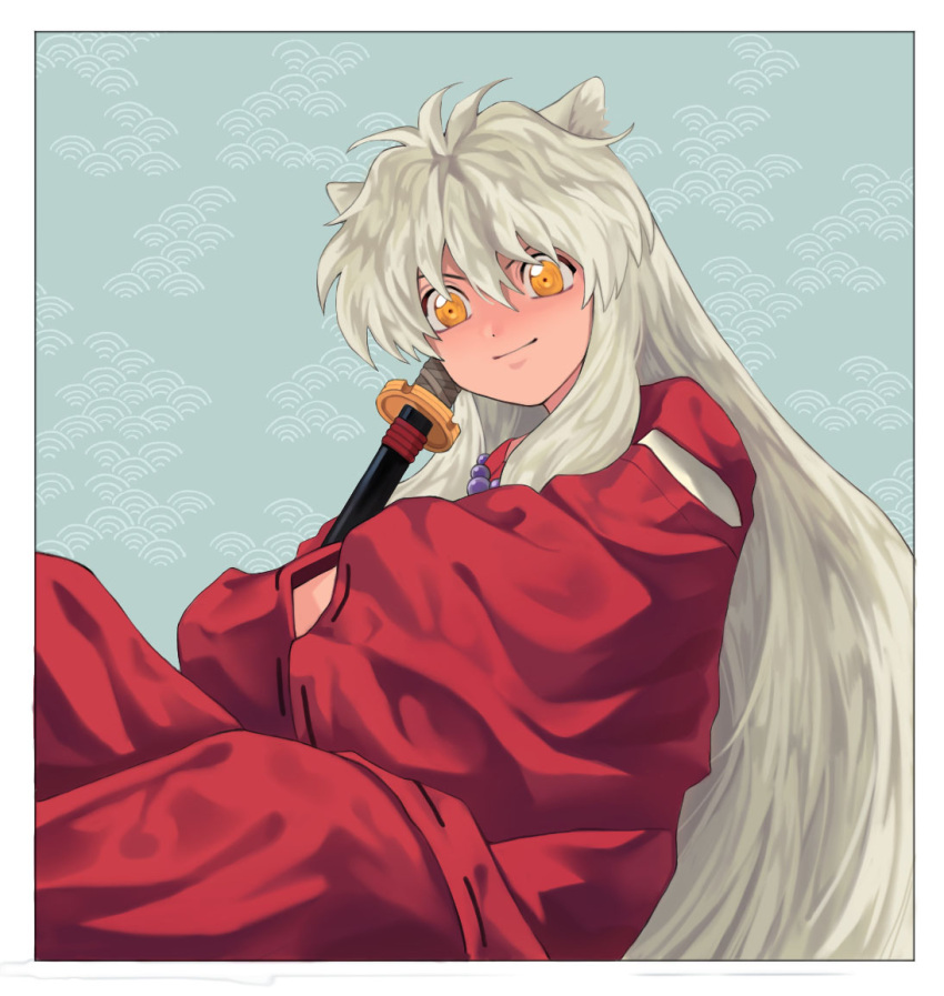Safebooru - 1boy animal ears blue background crossed arms dog ears ...