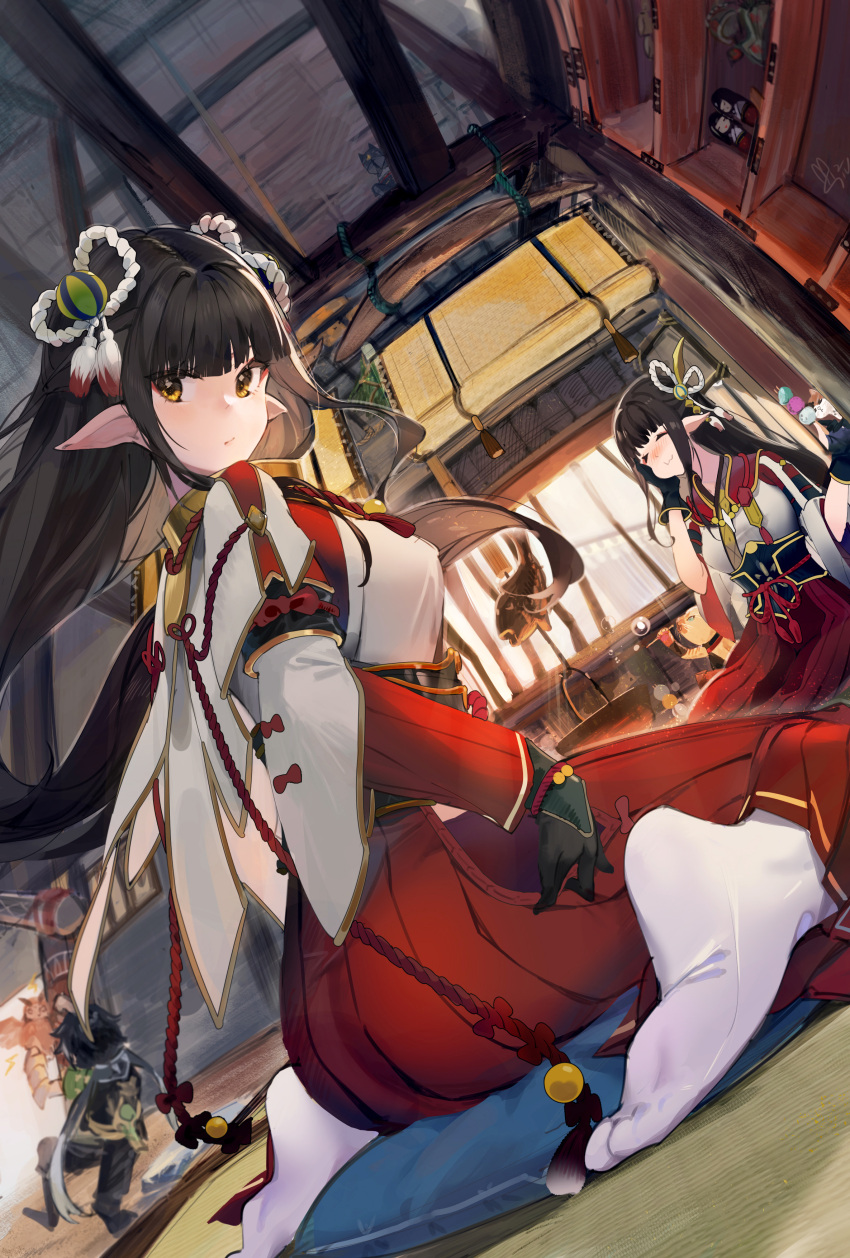 Safebooru - 2girls black hair blush hinoa japanese clothes kimono long ...
