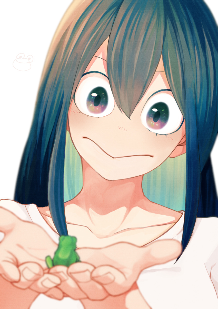 Safebooru - 1girl :> absurdres animal asui tsuyu black eyes blurry ...