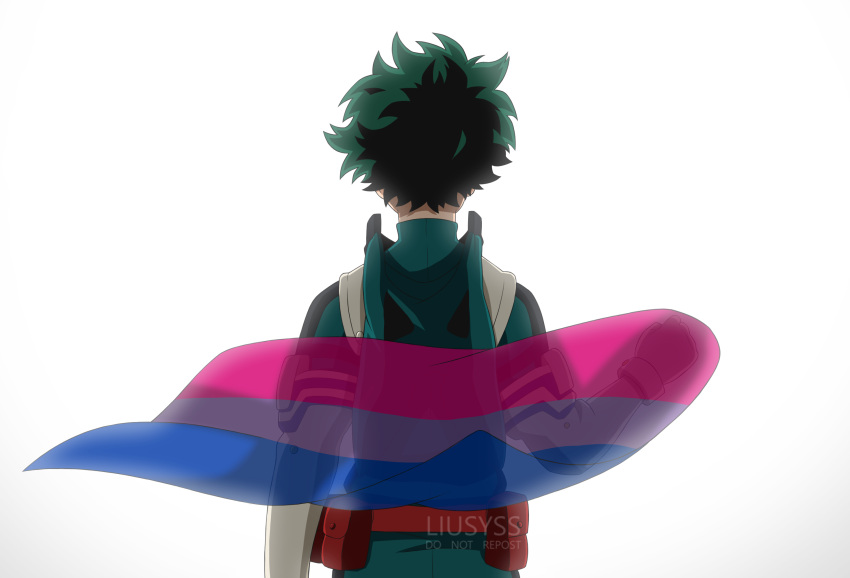 Safebooru - 1boy back boku no hero academia flag green hair highres ...