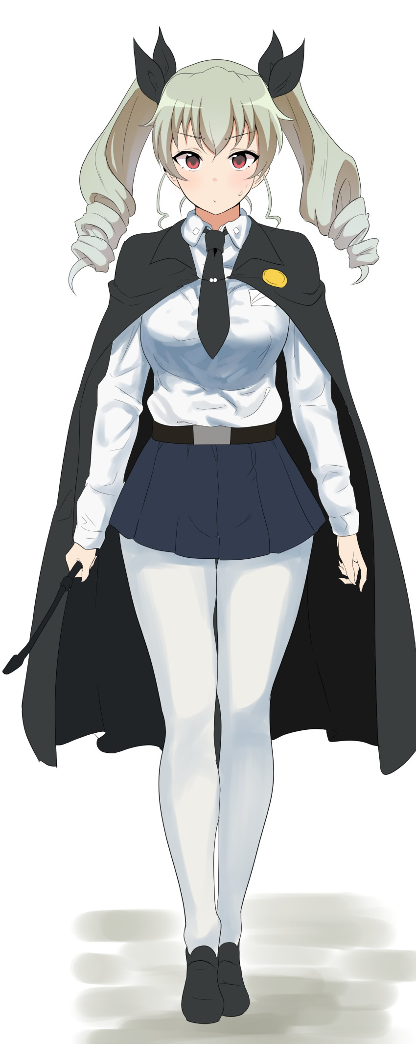 Safebooru - 1girl absurdres anchovy anzio school uniform bangs belt black belt black cape black ...