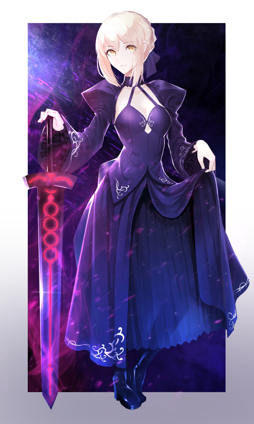 Safebooru - 1girl absurdres artoria pendragon (all) black footwear black ribbon black skirt ...