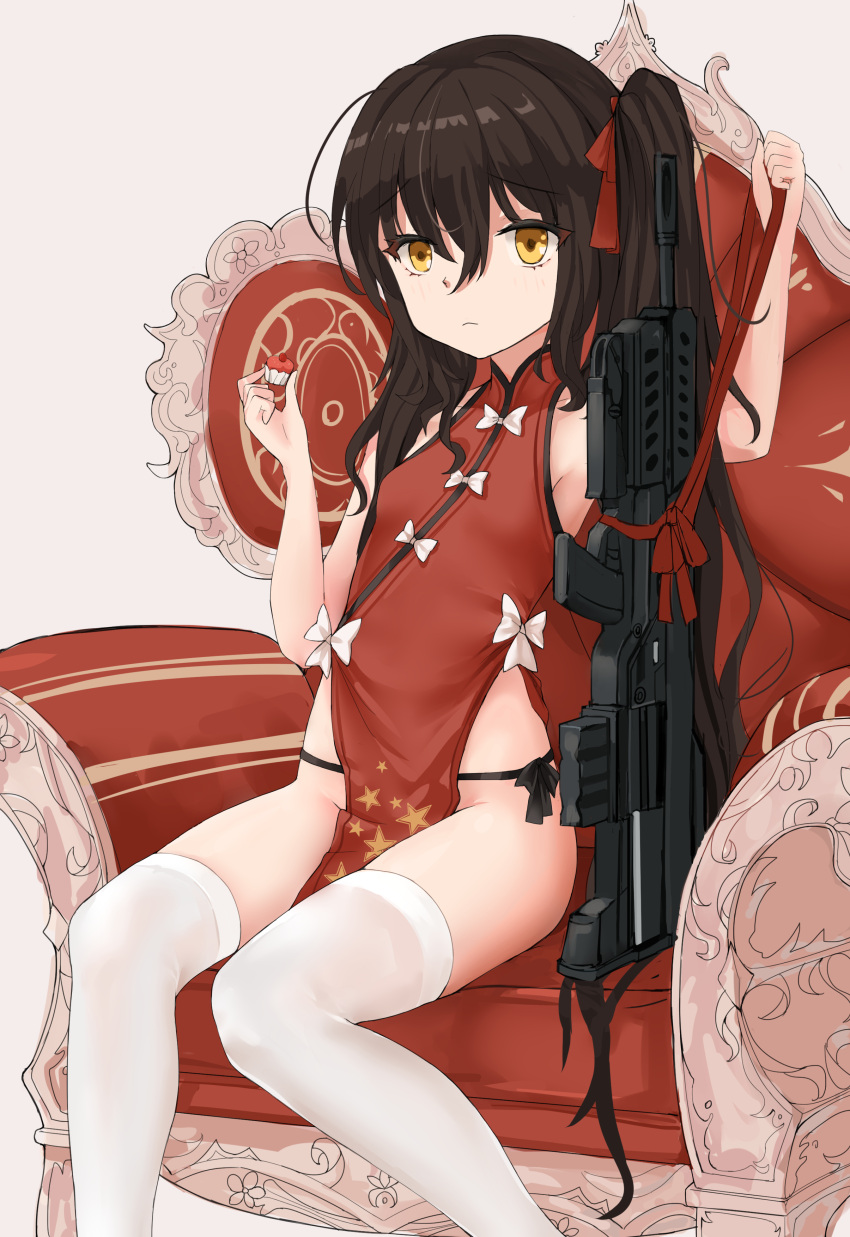 Safebooru - absurdres black hair china dress chinese clothes dress fan girls frontline gun ...