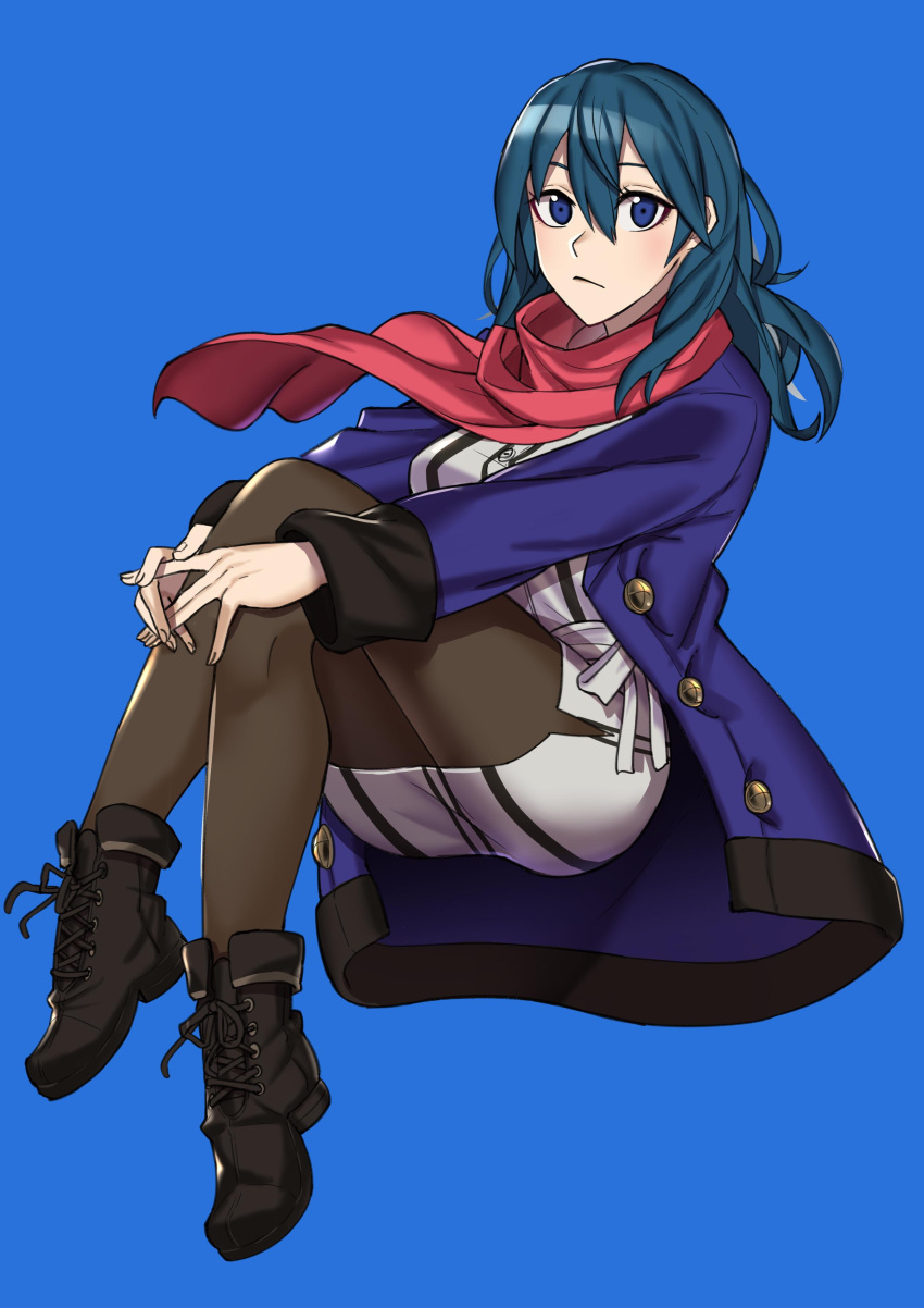 Safebooru - 1girl absurdres alternate costume blue background blue eyes blue hair byleth (fire ...