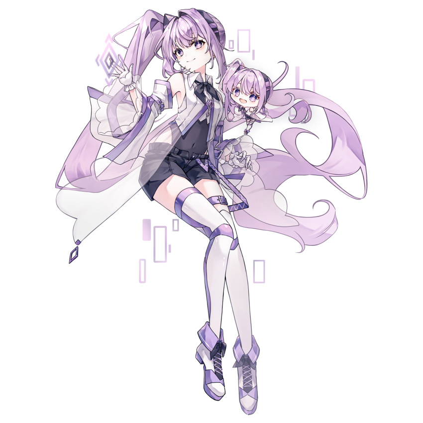 Safebooru - 1girl ai-chan (arcaea) arcaea asymmetrical legwear bare ...