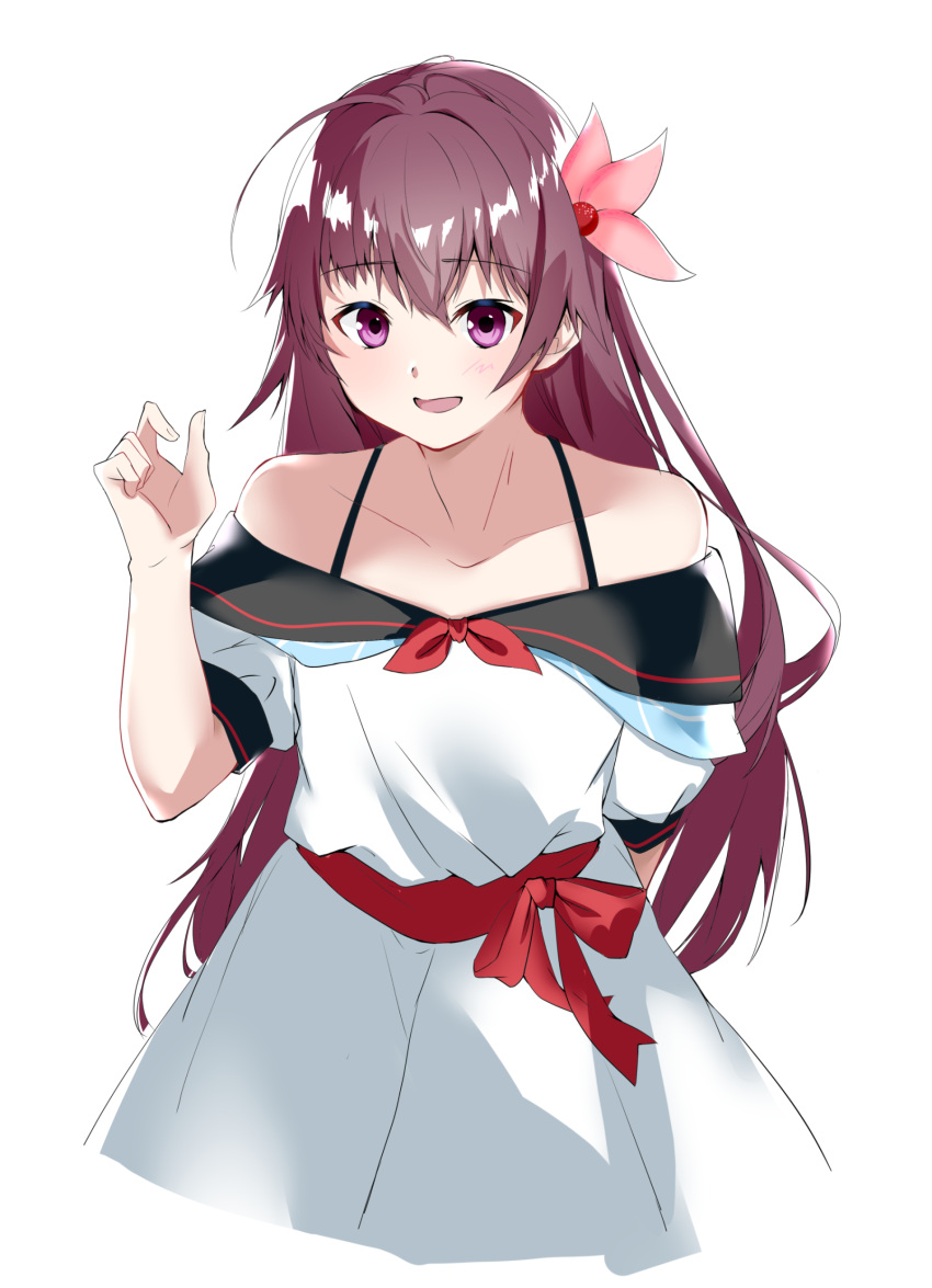 Safebooru - 1girl absurdres alternate costume arm behind back black sailor collar brown hair ...