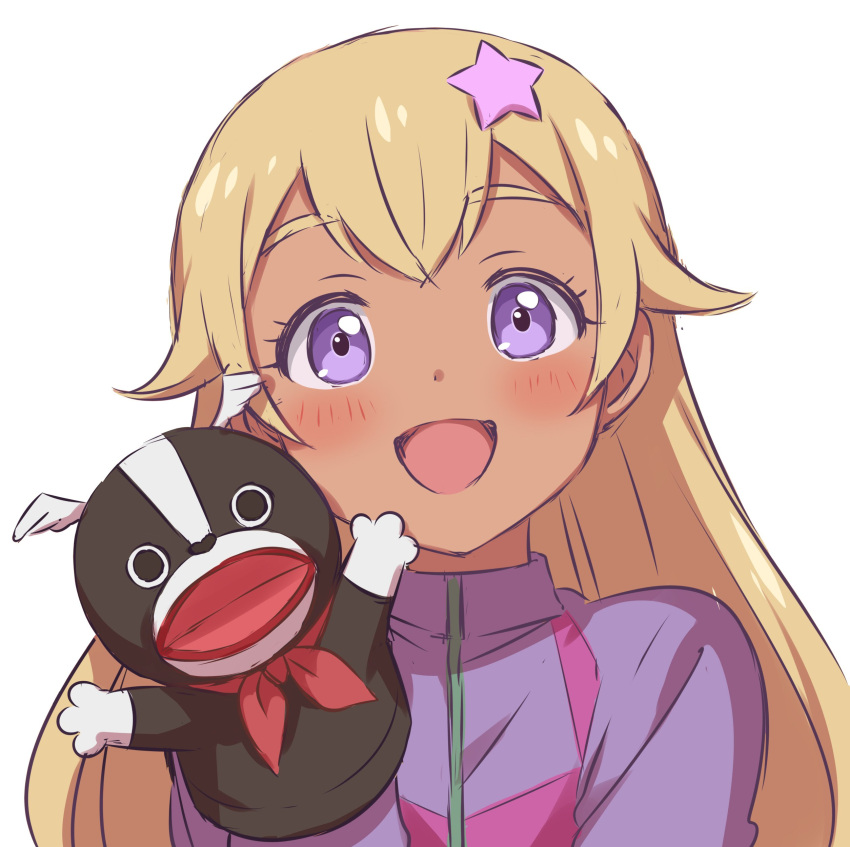 Safebooru - 1girl :d absurdres blonde hair blush child close-up dark ...