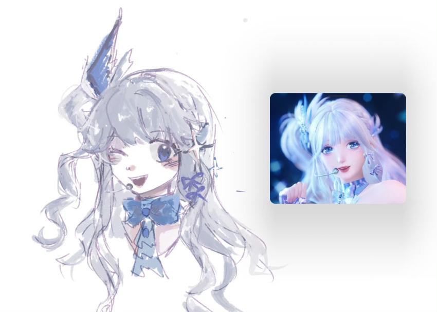 Safebooru - 1girl ascot biezai aoye le blue ascot blue bow blue bowtie ...
