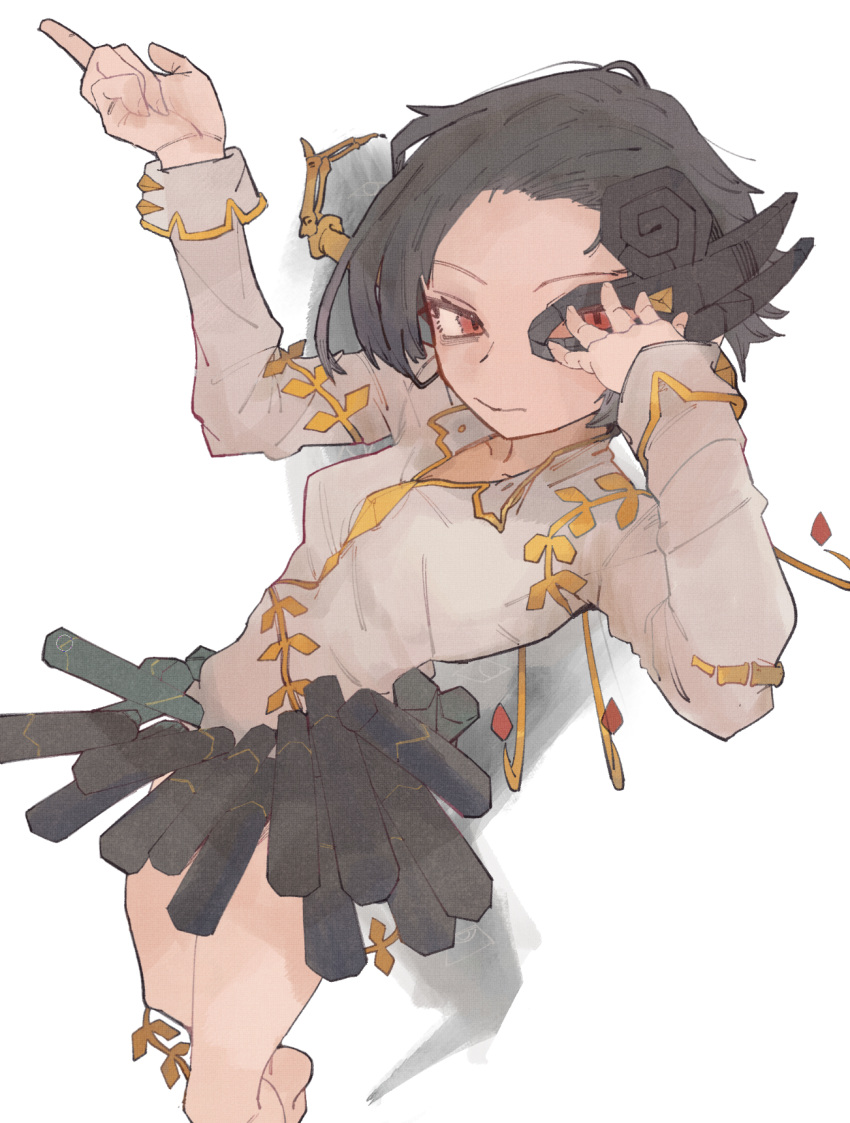 Safebooru - 1girl 4qw5 asymmetrical wings black hair black skirt bone ...