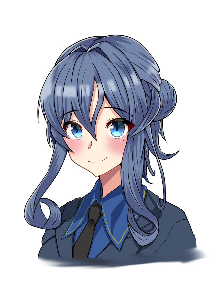 Safebooru - 1girl absurdres agachi (shunya12300724) black neckwear blue eyes blue hair blue ...