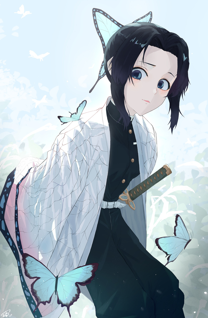 Safebooru - 1girl black hair bug butterfly butterfly hair ornament ...