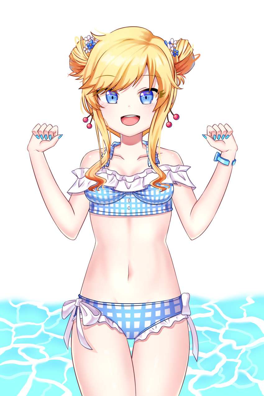 Safebooru - 1girl absurdres bangs bare shoulders bikini blonde hair blue bikini blue eyes blue ...