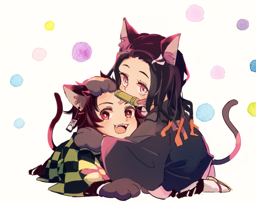 Safebooru - 1boy 1girl animal ears bamboo bit gag black hair brother ...