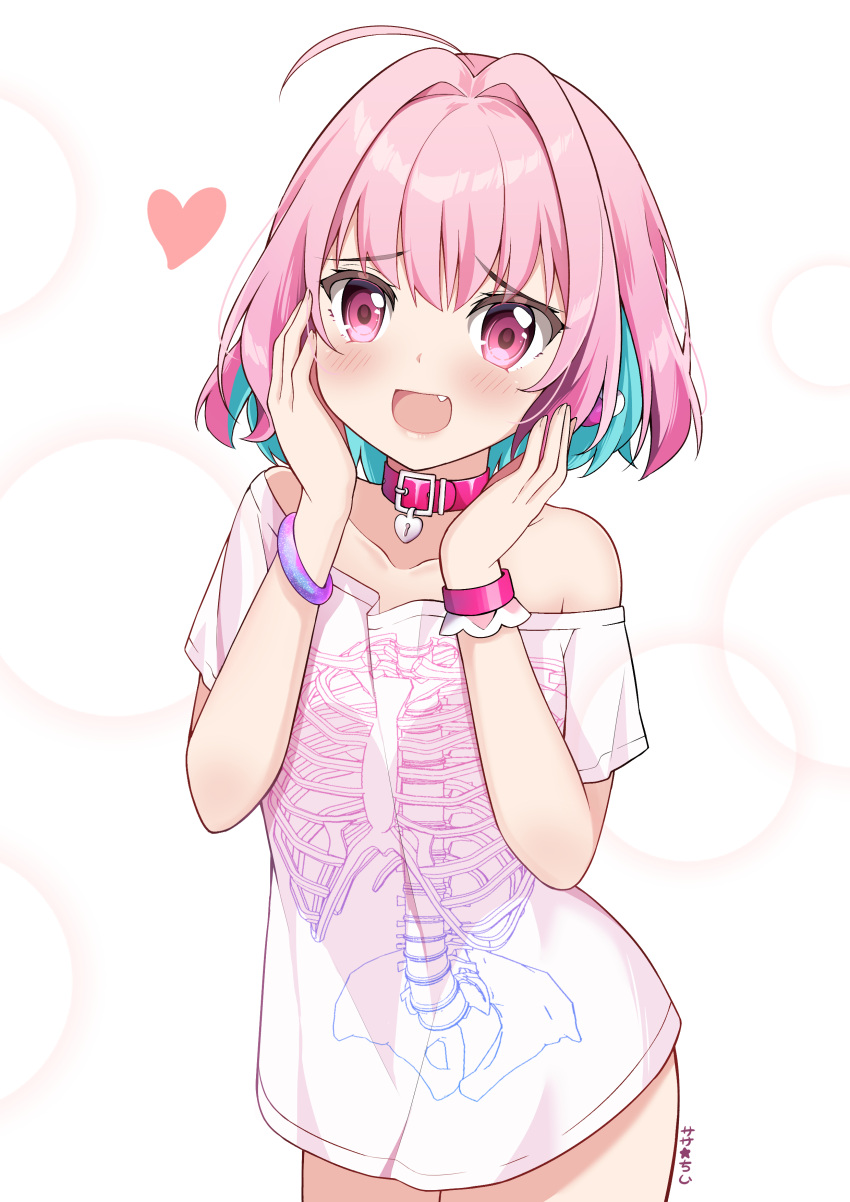 Safebooru - 1girl absurdres ahoge artist name bangle bangs bare shoulders blue hair blush ...