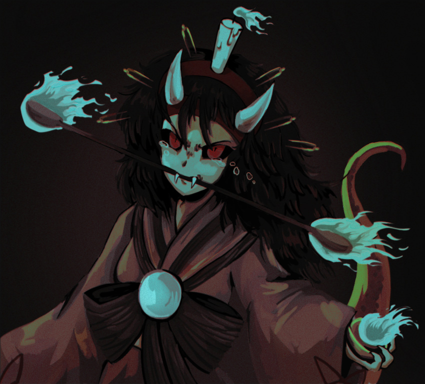 Safebooru - 1other androgynous angry black hair blue fire candle candle ...