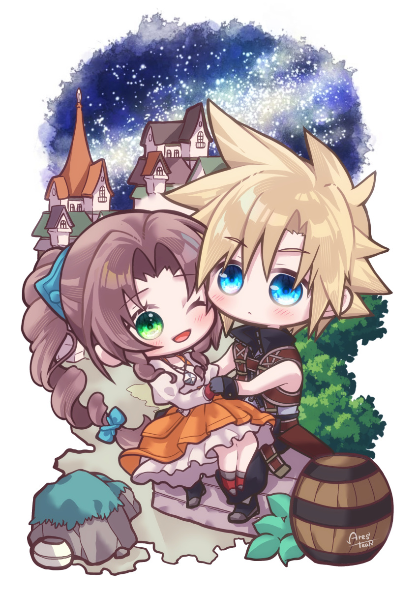 Safebooru - 1boy 1girl absurdres aerith gainsborough aerith gainsborough (garnet's gown) aqua ...