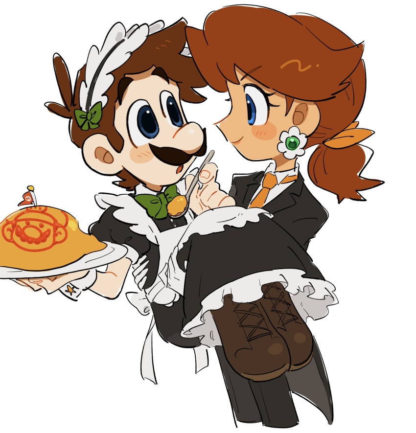 Safebooru - 1boy 1girl alternate costume alternate hairstyle apron ...