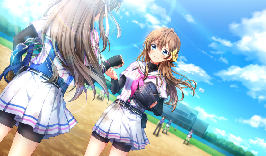 Safebooru - 2girls arihara tsubasa ball baseball baseball (object) baseball mitt baseball ...