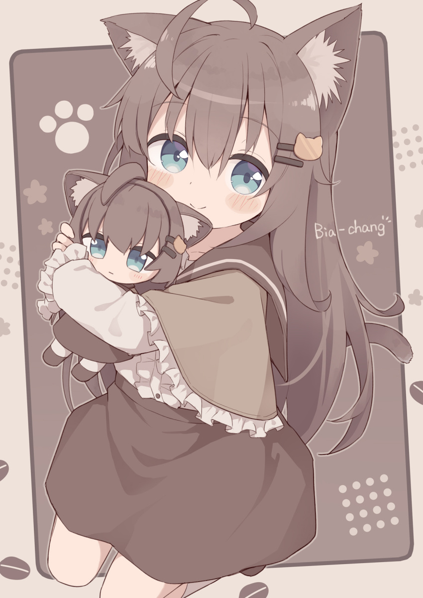 Safebooru - 1girl ahoge animal ear fluff animal ears ayanepuna biachan (colon br) blue eyes ...