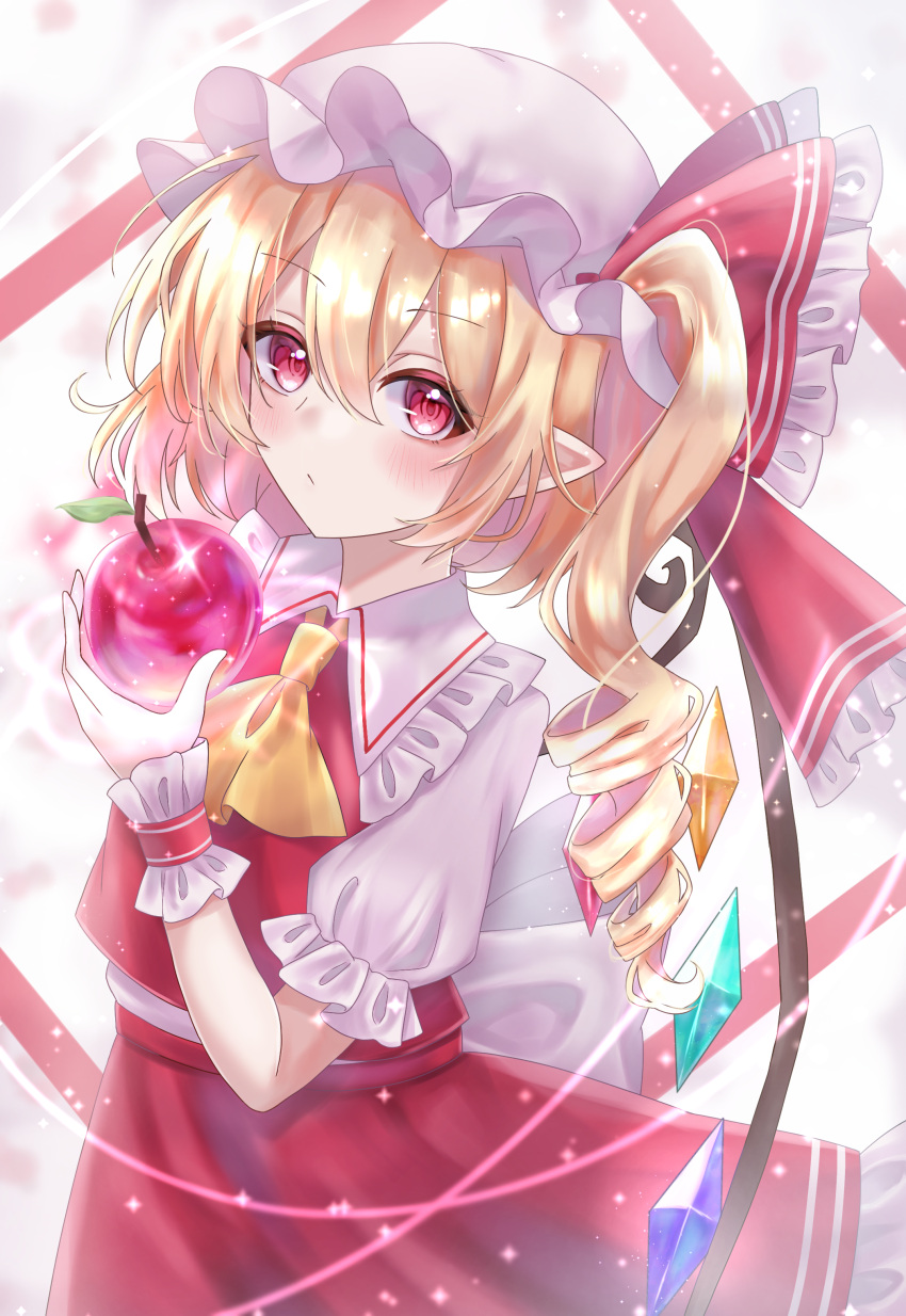 Safebooru - 1girl absurdres apple ascot blonde hair cowboy shot crystal wings flandre scarlet ...