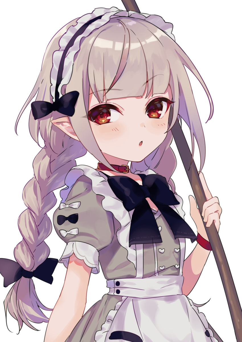 Safebooru - 1girl :o absurdres apron arm at side bangs beige shirt black bow black neckwear bow ...