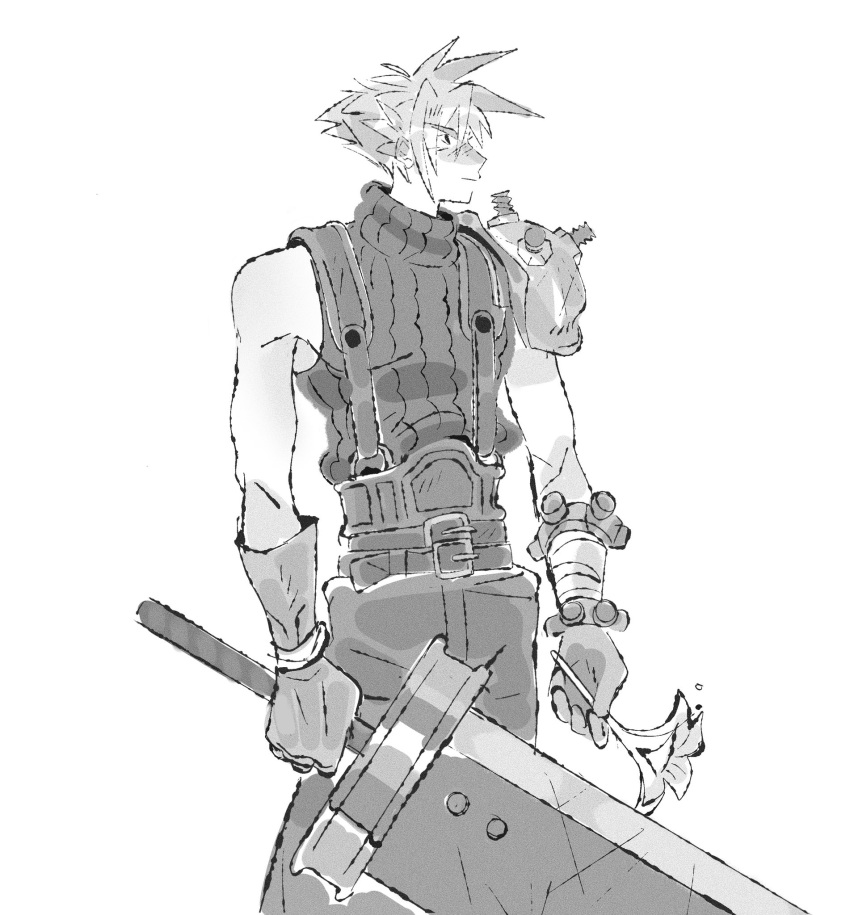 Safebooru - armor bandaged arm bandages belt belt buckle blush buckle buster sword cloud strife ...