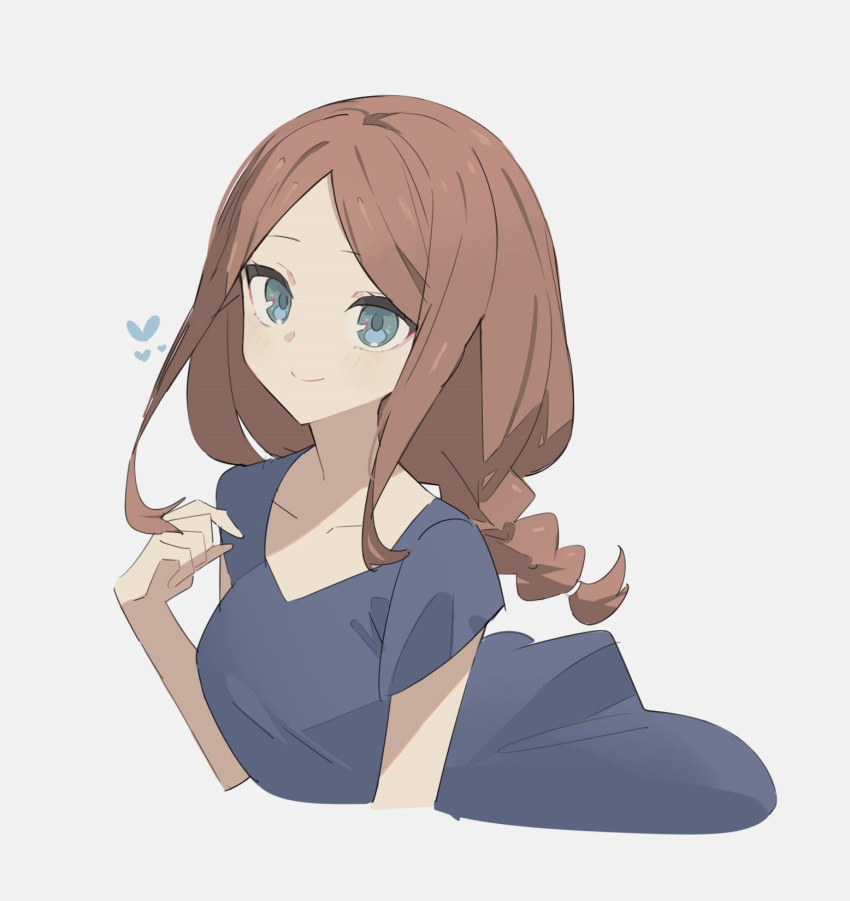 Safebooru - 1girl blue dress blue eyes brown hair closed mouth commentary request cropped arm ...