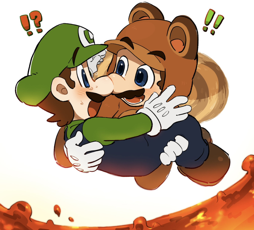 Safebooru - ! !! !? 2boys animal ears blue eyes brown hair facial hair ...