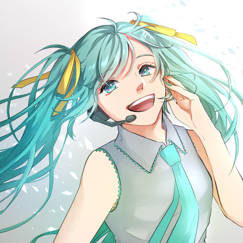 Safebooru - 1girl aqua eyes aqua hair aqua nails aqua neckwear hair ...