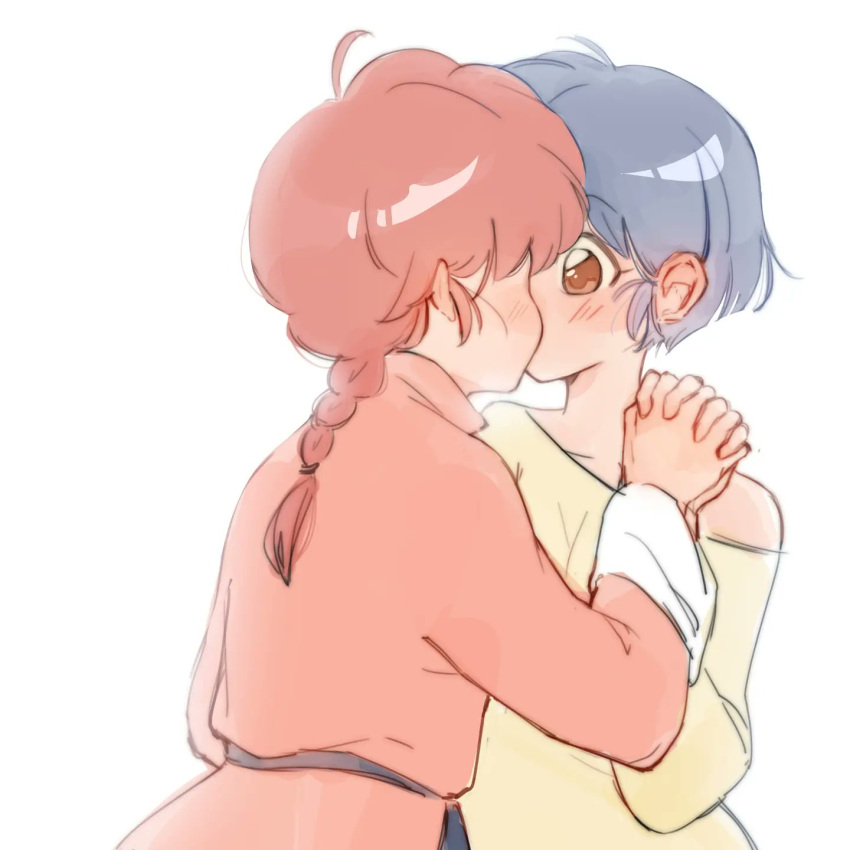 Safebooru - 2girls blue hair blush braid braided ponytail brown eyes chinese clothes highres ...