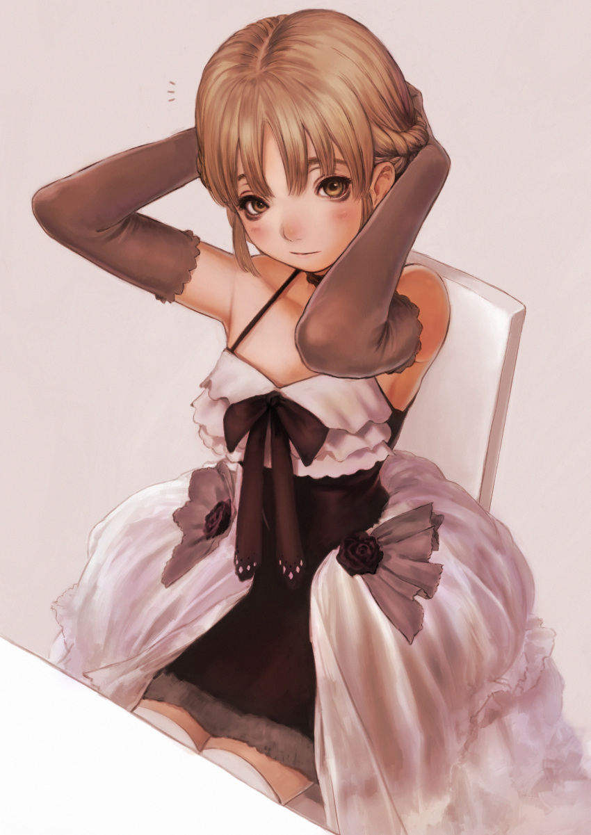 Safebooru - 1girl absurdres bare shoulders braid breasts brown eyes brown hair commentary ...