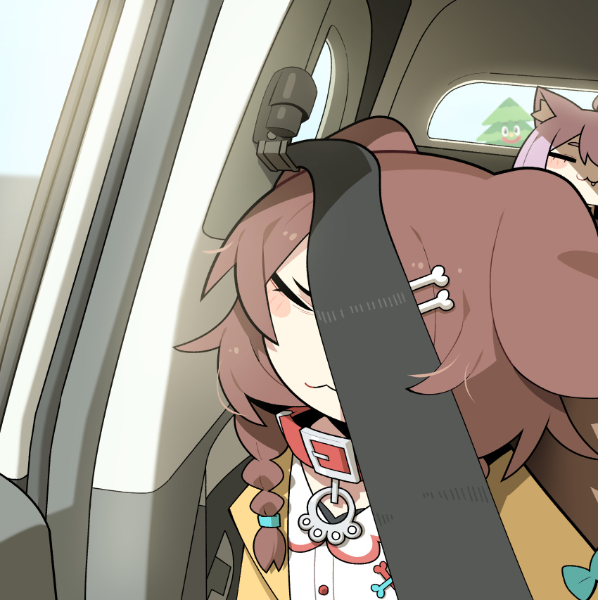 Safebooru - 2girls absurdres animal collar animal ear fluff animal ears blush stickers bone hair ...